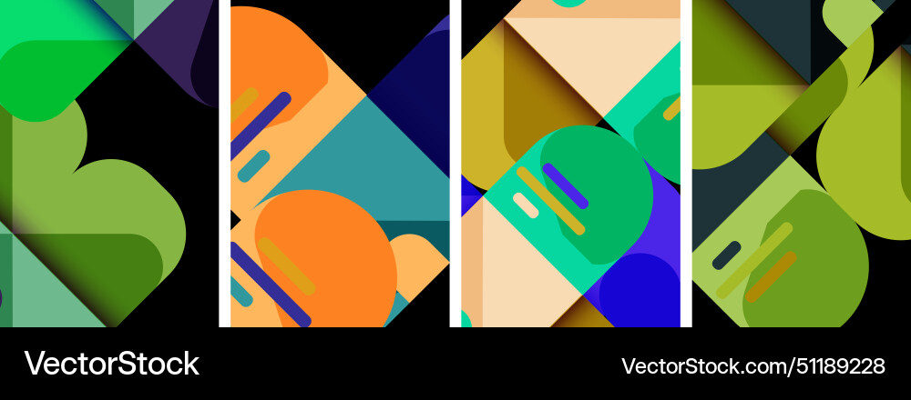 Vibrant geometric shapes on a dark canvas Vector Image