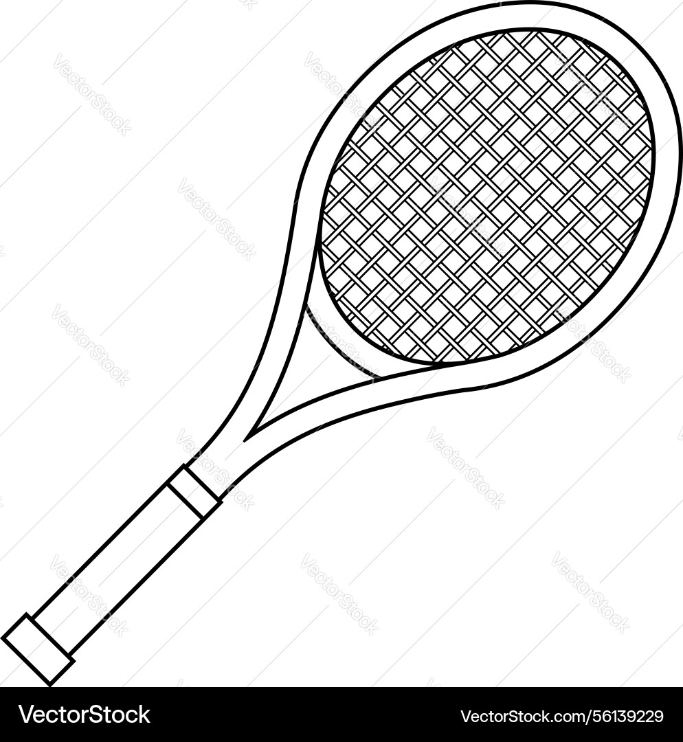 Black and white tennis racket graphic logo design Vector Image