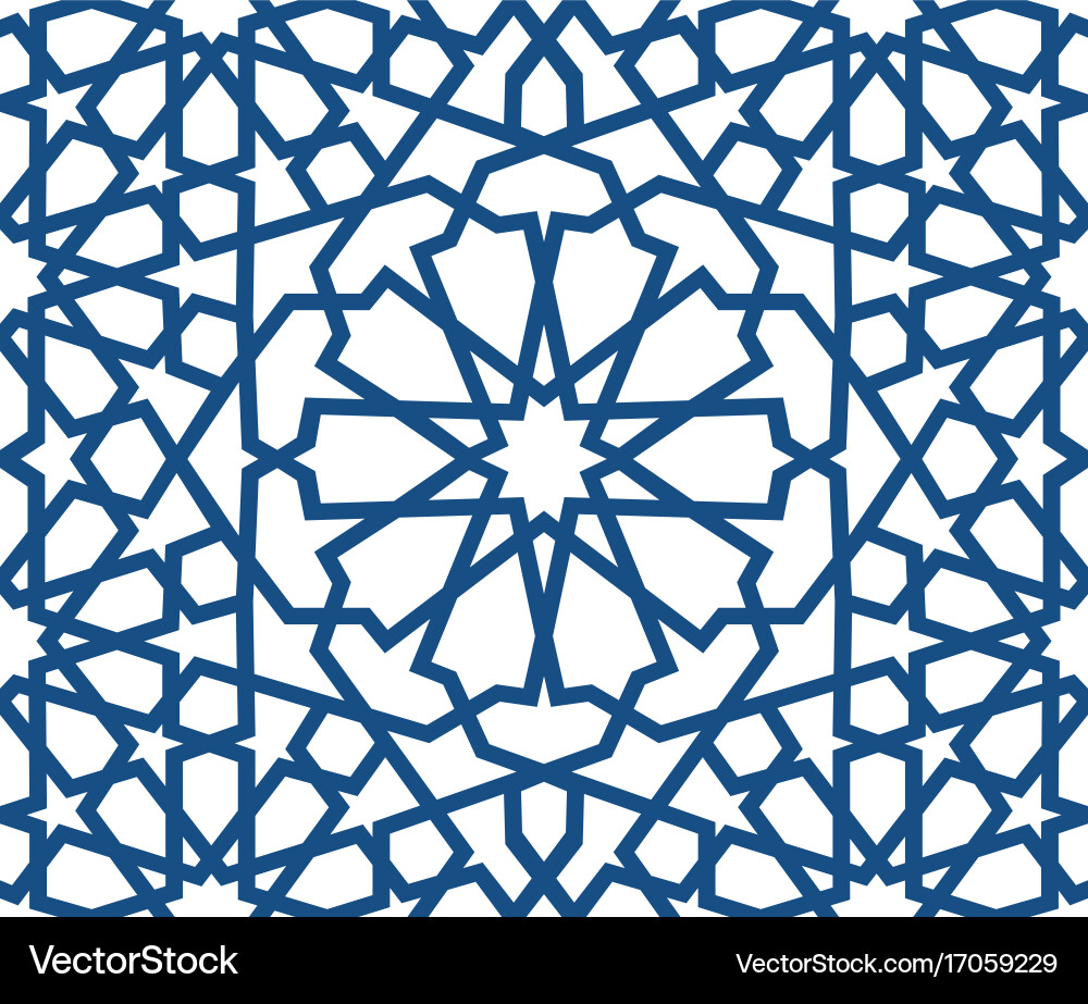 Blue islamic pattern seamless arabic geometric Vector Image