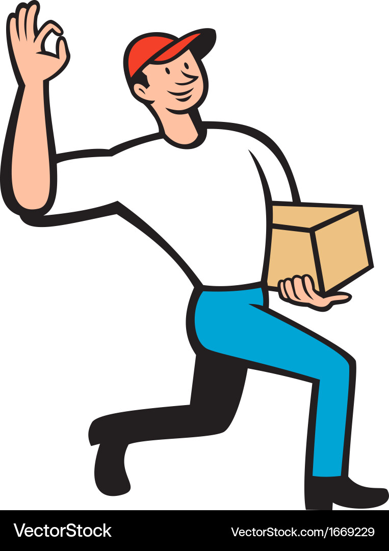 Delivery courier deliver package cartoon Vector Image