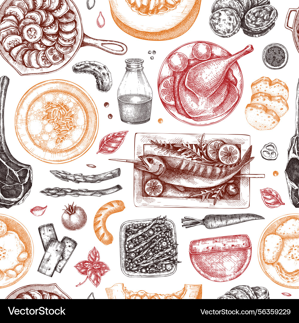 Farm food background hand drawn rustic ki Vector Image
