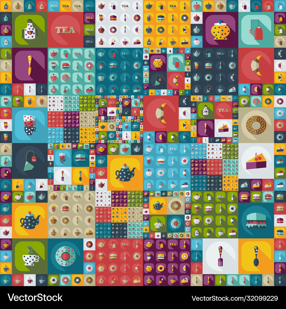 Flat concept set modern design with shadow tea Vector Image