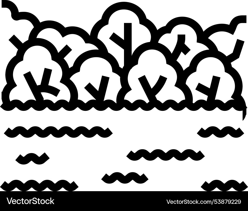 Flooded park disaster line icon Royalty Free Vector Image