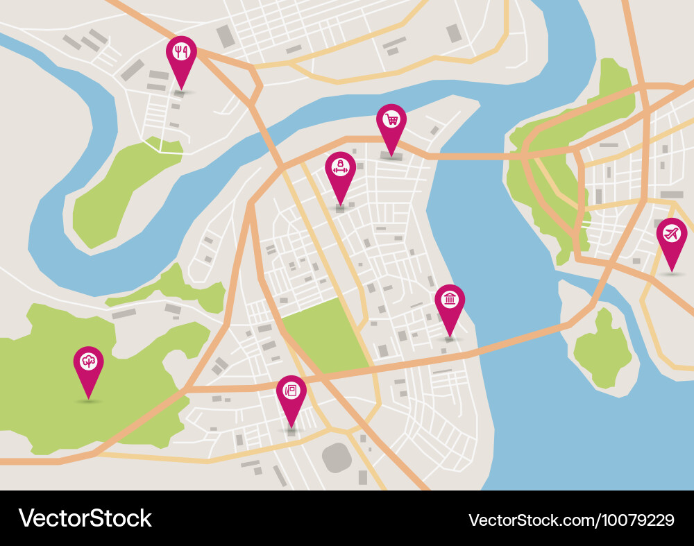 Horizontal city map Royalty Free Vector Image - VectorStock