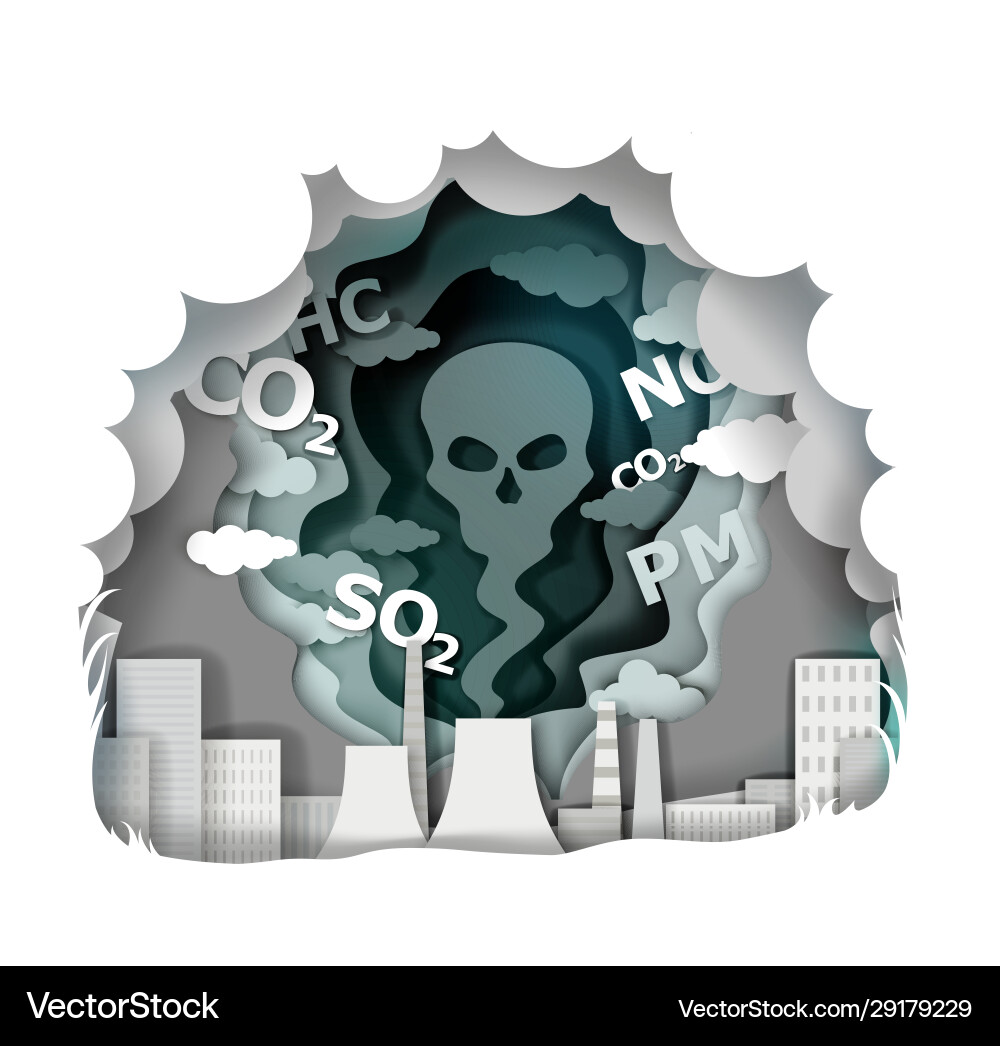 Industrial Air Pollution Paper Cut Royalty Free Vector Image