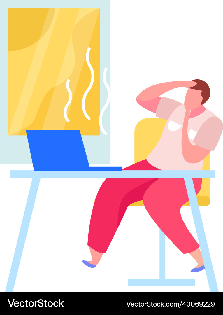 Laptop overheating summer composition Royalty Free Vector