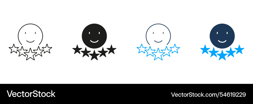 Positive feedback line and silhouette icon set Vector Image