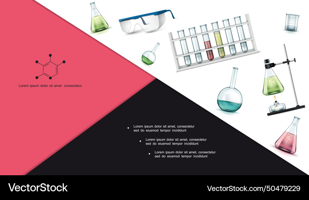 Realistic laboratory research objects composition Vector Image