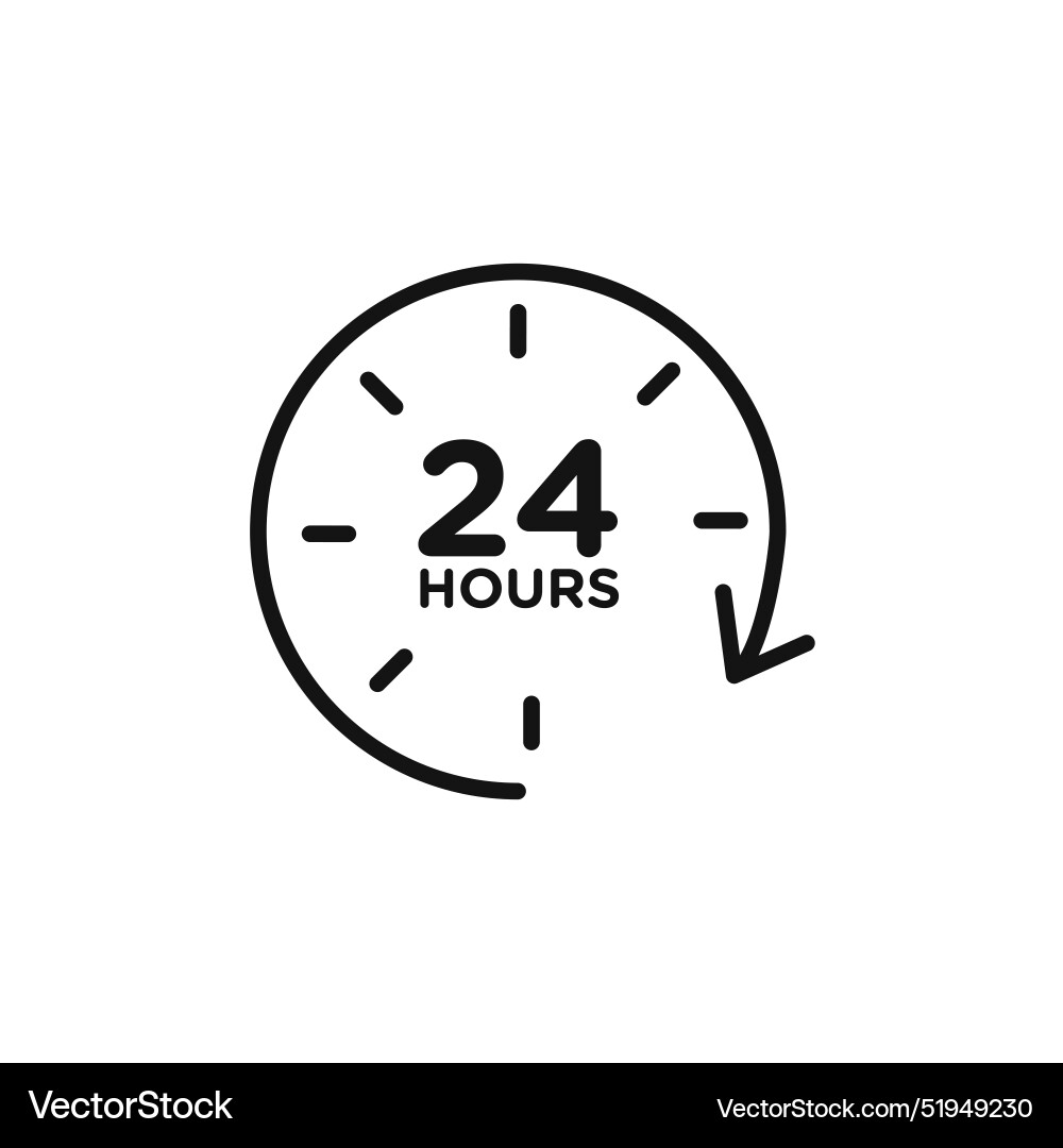 24 hours logo sign outline Royalty Free Vector Image