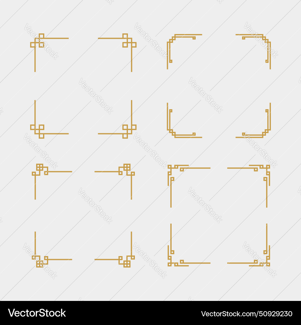 Chinese frame corner set Royalty Free Vector Image