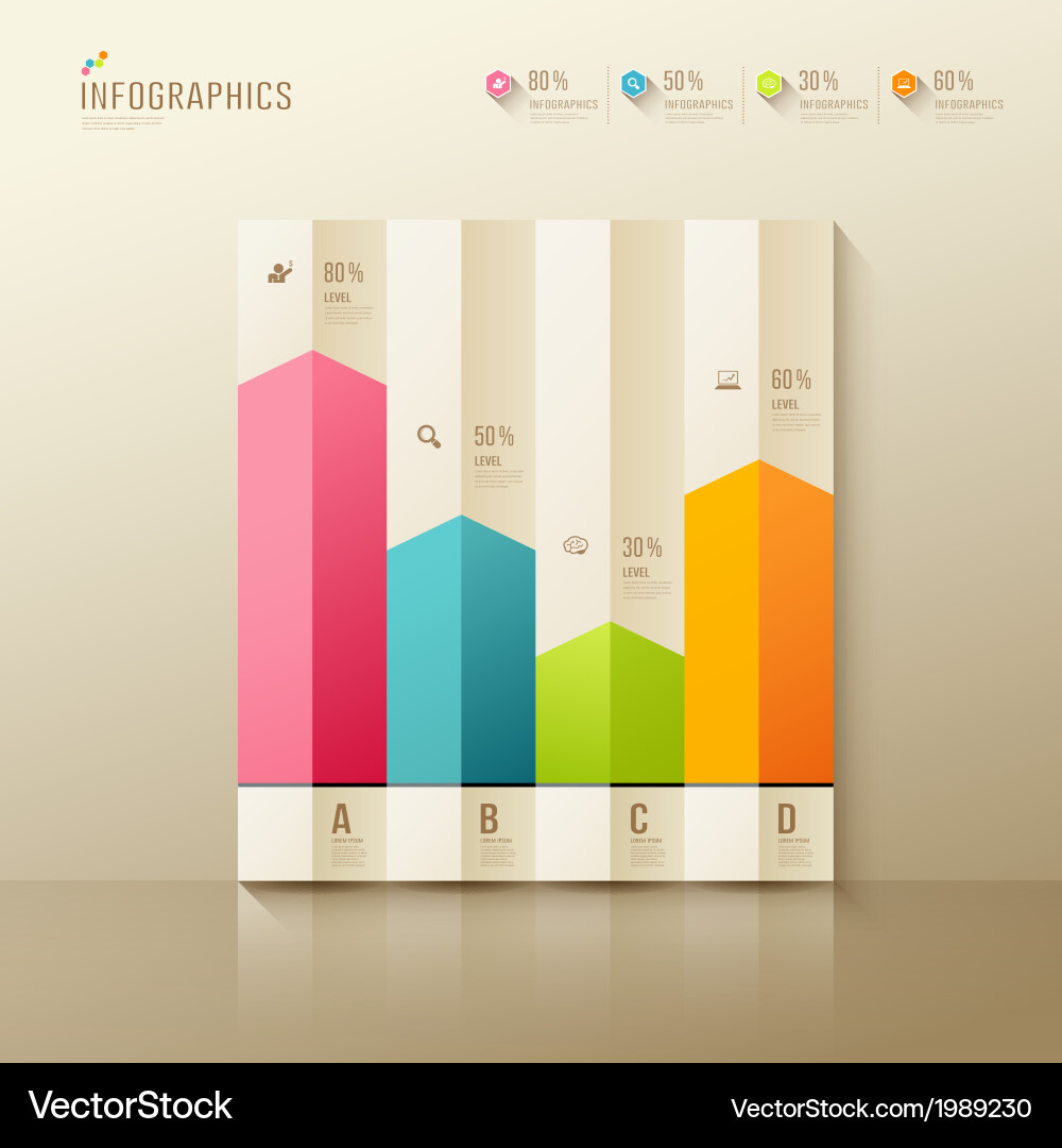 Colorful origami paper graph infographic Vector Image