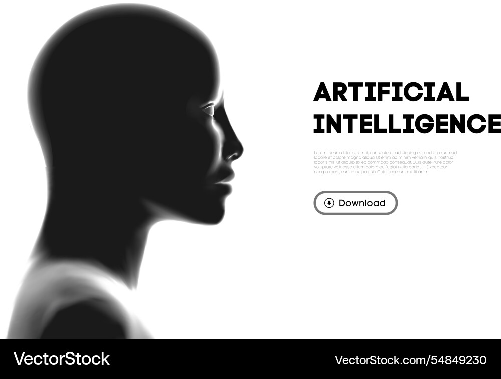 Digital Human AI Head Royalty Free Vector Image
