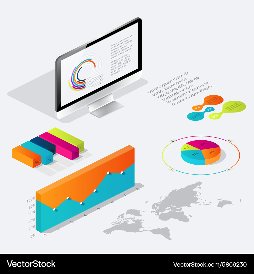 Flat 3d isometric infographic for your business Vector Image
