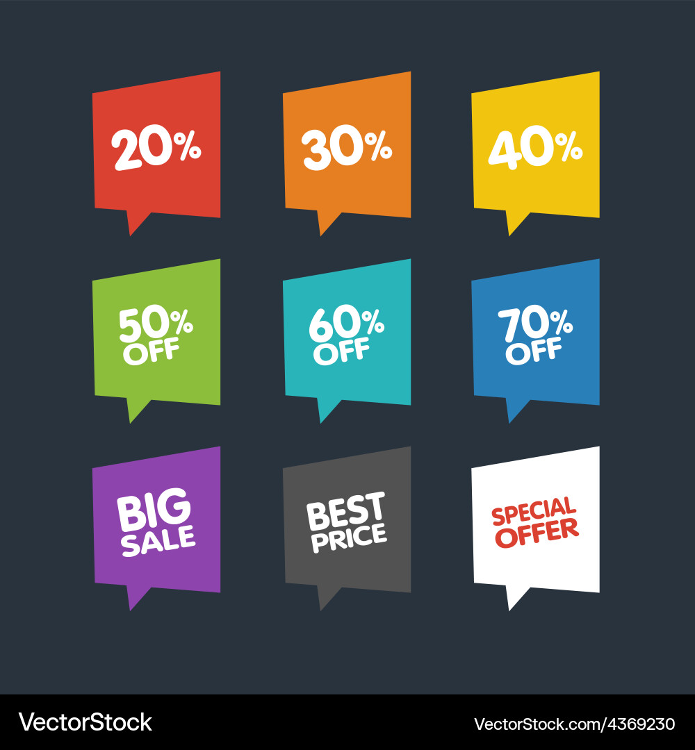 Flat discount labels Royalty Free Vector Image