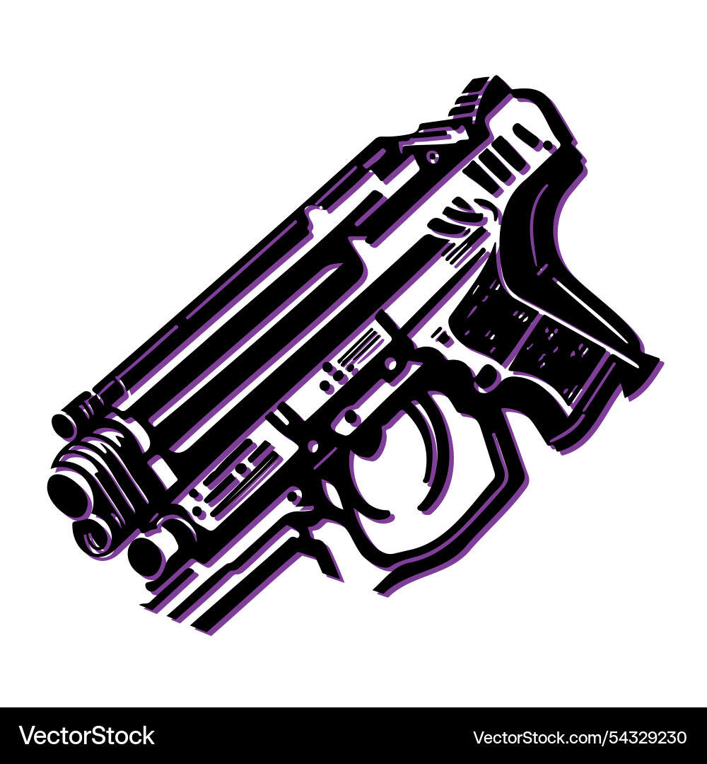 Futuristic pistol gun graphic design sci fi Vector Image
