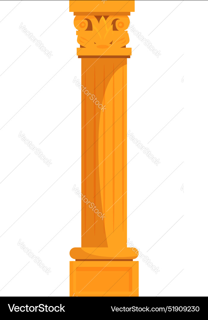 Golden classic column standing tall on white Vector Image