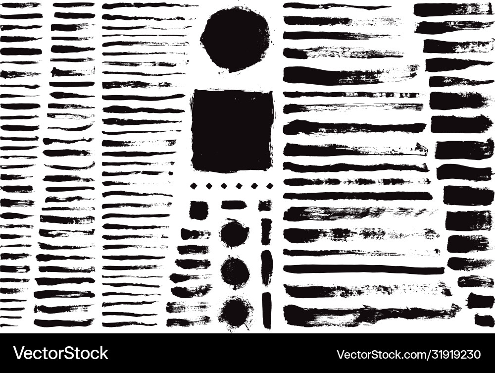 Grunge paint brush stroke lines Royalty Free Vector Image