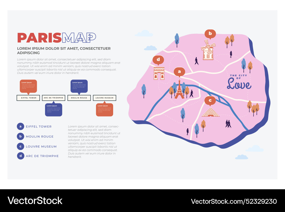 Hand drawn style paris map infographics Royalty Free Vector