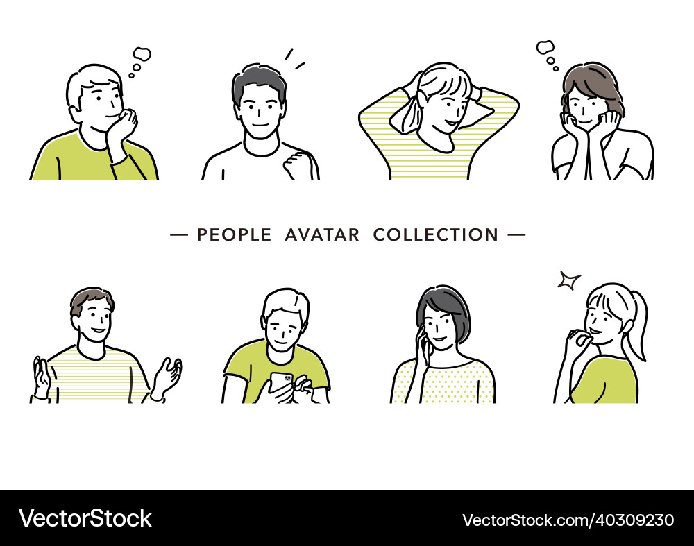 People avatar line drawing collection Royalty Free Vector