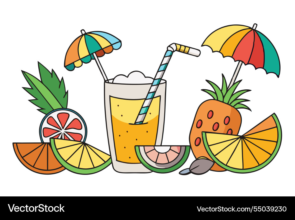 Vibrant tropical cocktail with multiple fruits Vector Image