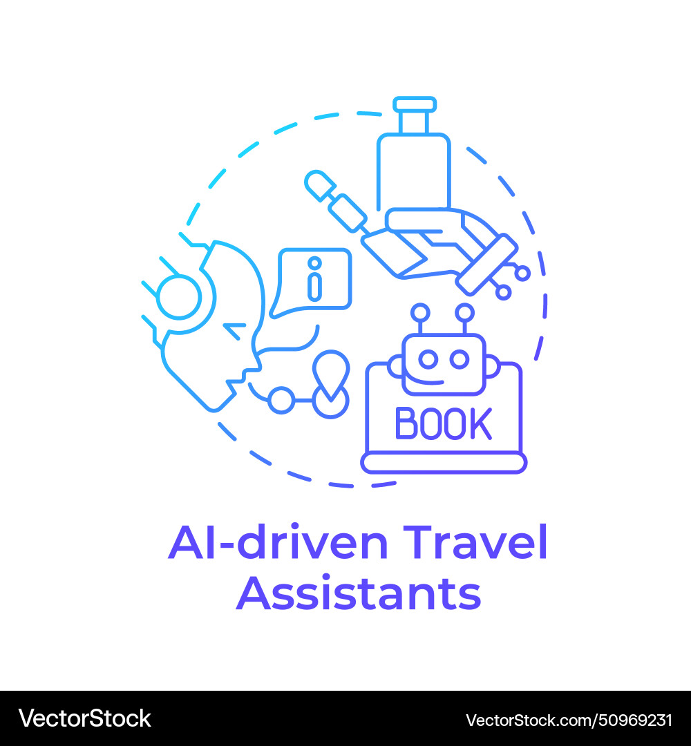 Ai-driven travel assistants blue gradient concept Vector Image
