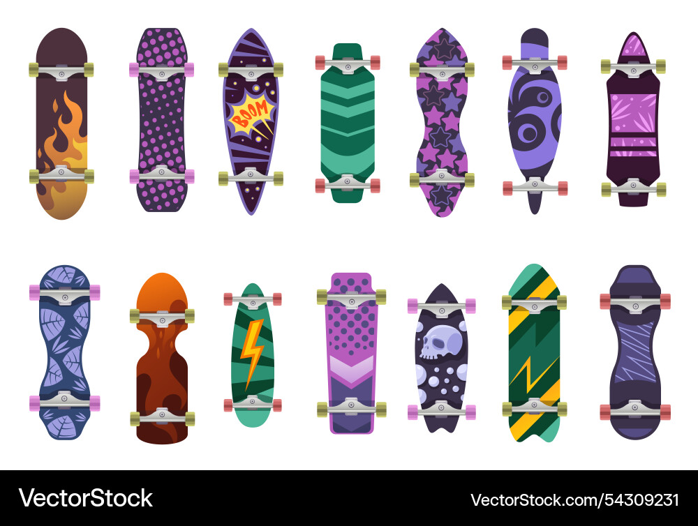 Colored skateboard cartoon skateboards Royalty Free Vector