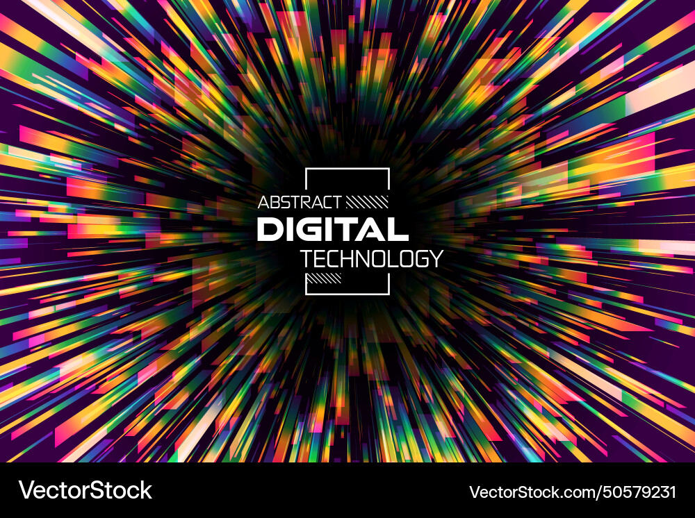 Futuristic technology digital rainbow light trails