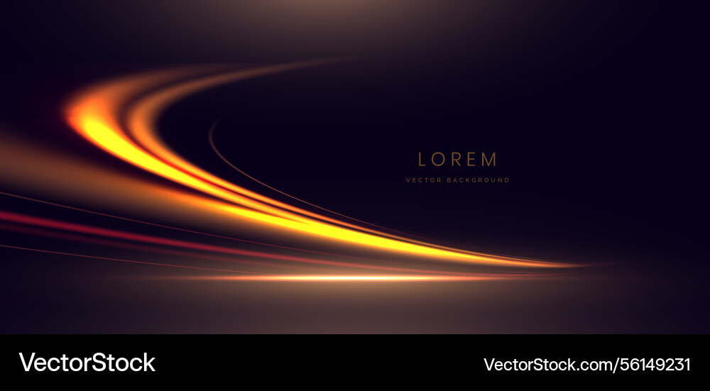 Gold curved ray modern glowing on dark background Vector Image