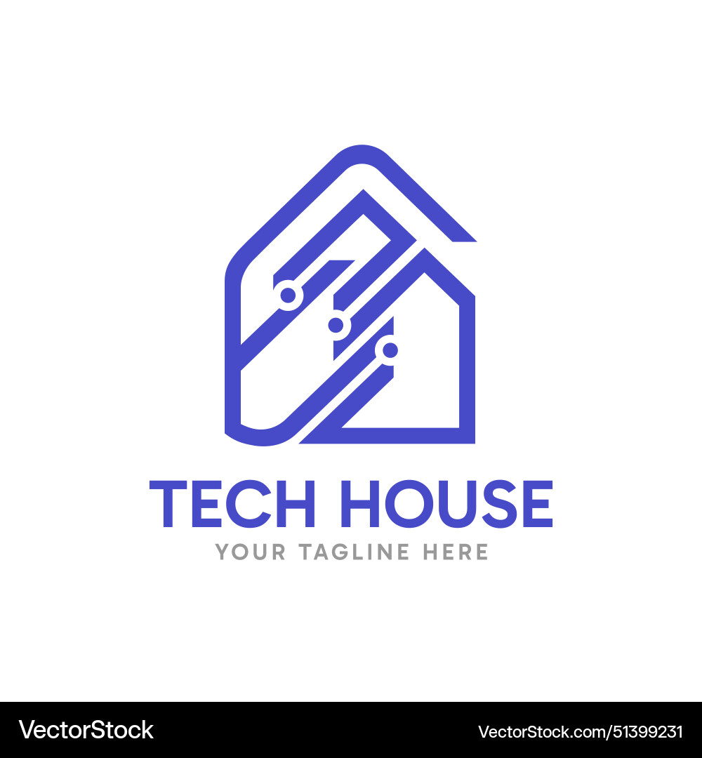 Minimalist tech house logo design with geometric Vector Image