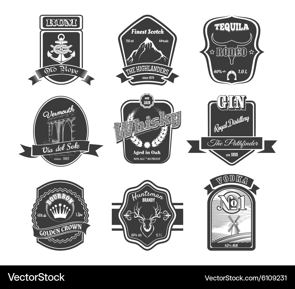Set of vintage alcohol labels Royalty Free Vector Image