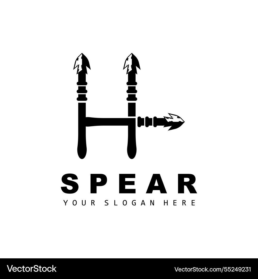Spear logo hunting gear design arrow war weapon Vector Image