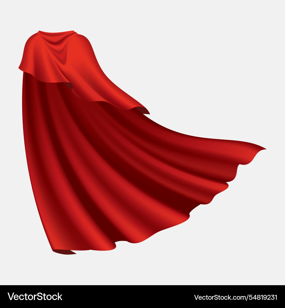Superhero red cape in back view scarlet fabric Vector Image
