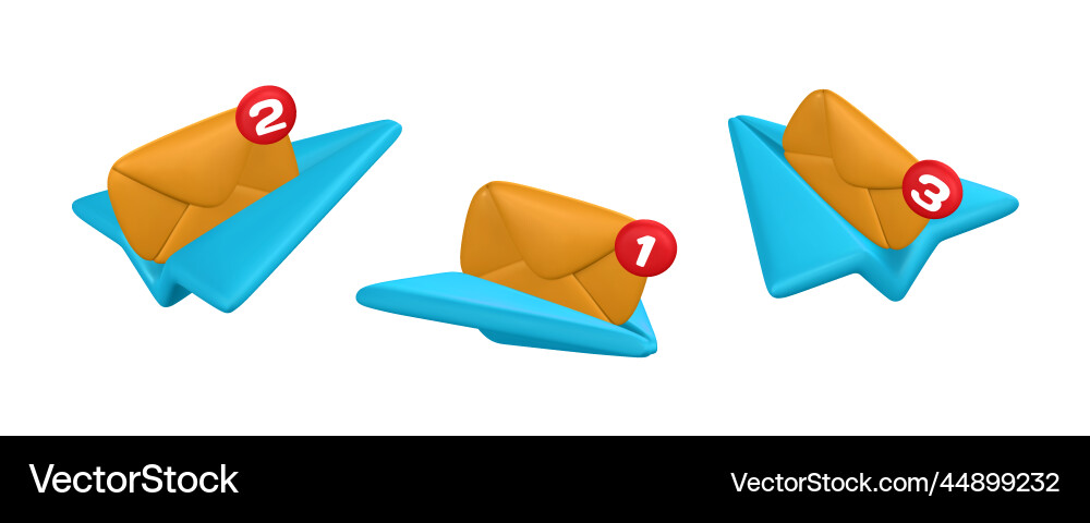 3d mail envelope in realistic paper plane Vector Image