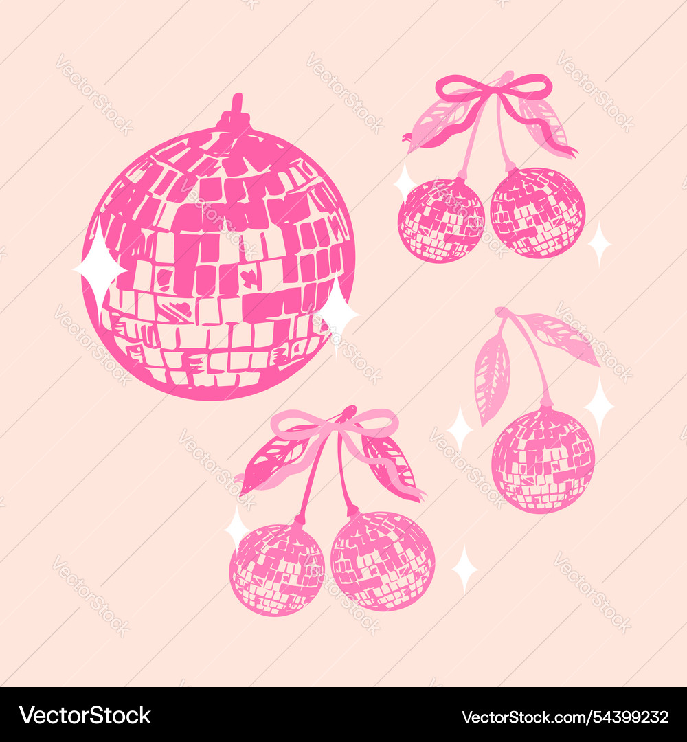 Coquette cherry disco art Royalty Free Vector Image