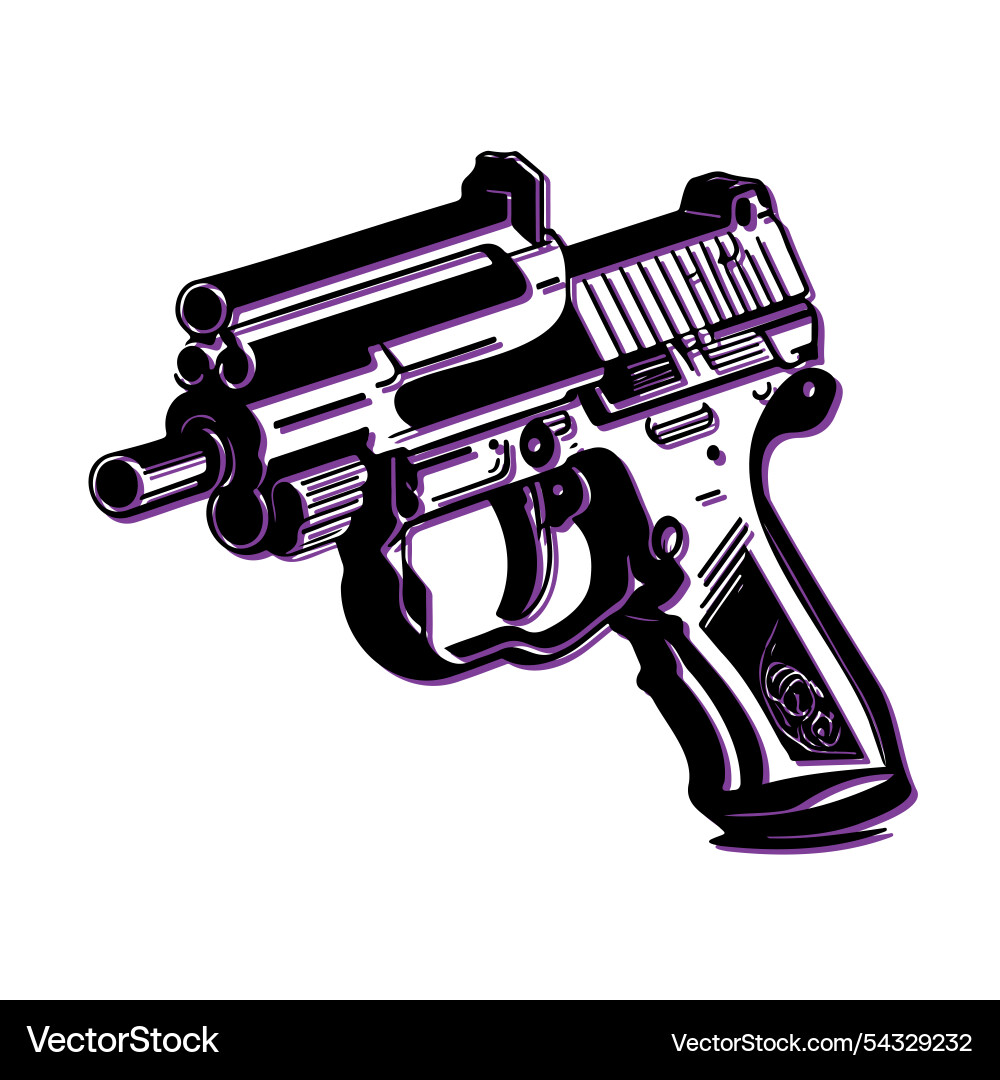 Handgun with multiple barrels concept of danger Vector Image