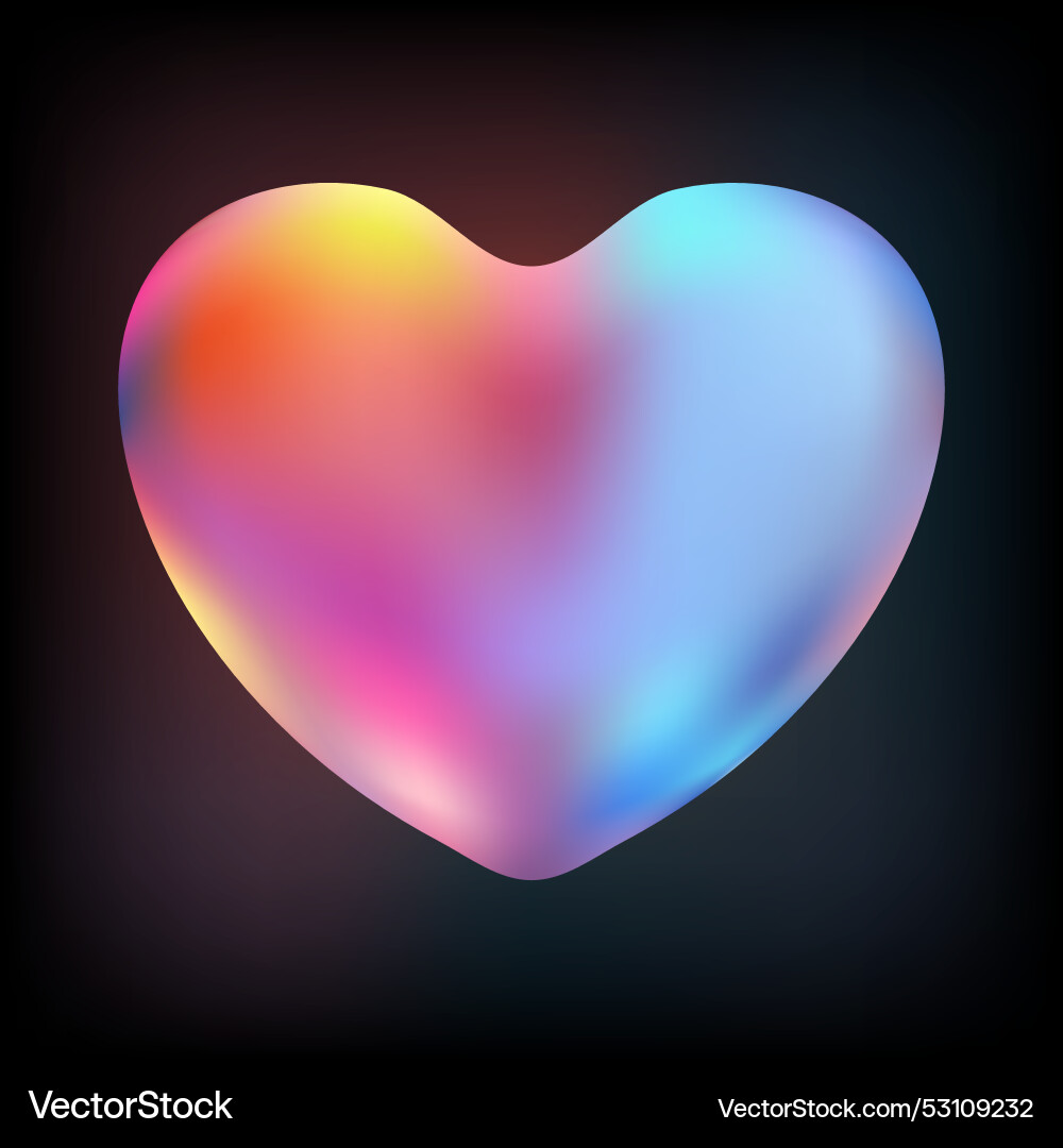 Holographic heart fluid liquid chrome shape Vector Image