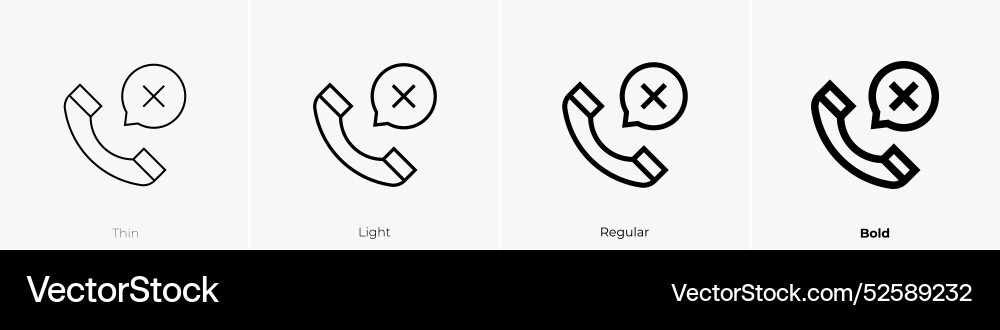 Missed call icon thin light regular and bold Vector Image