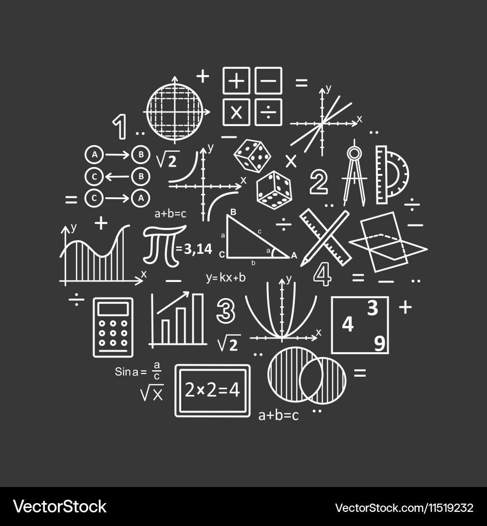 Modern color thin line concept of mathematics Vector Image