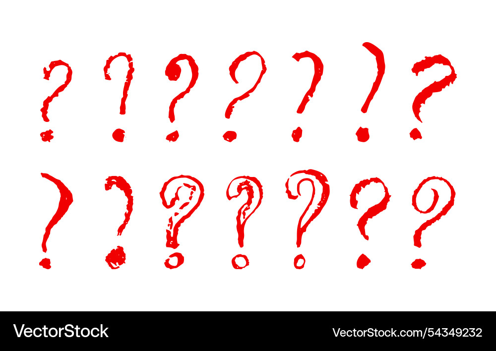 Question mark symbols set red pencil school kid Vector Image
