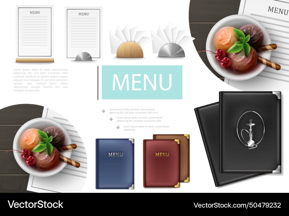 Realistic cafe menu composition Royalty Free Vector Image