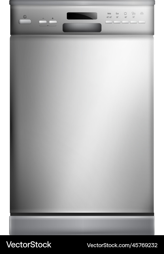 Realistic kitchen dishwasher composition Vector Image