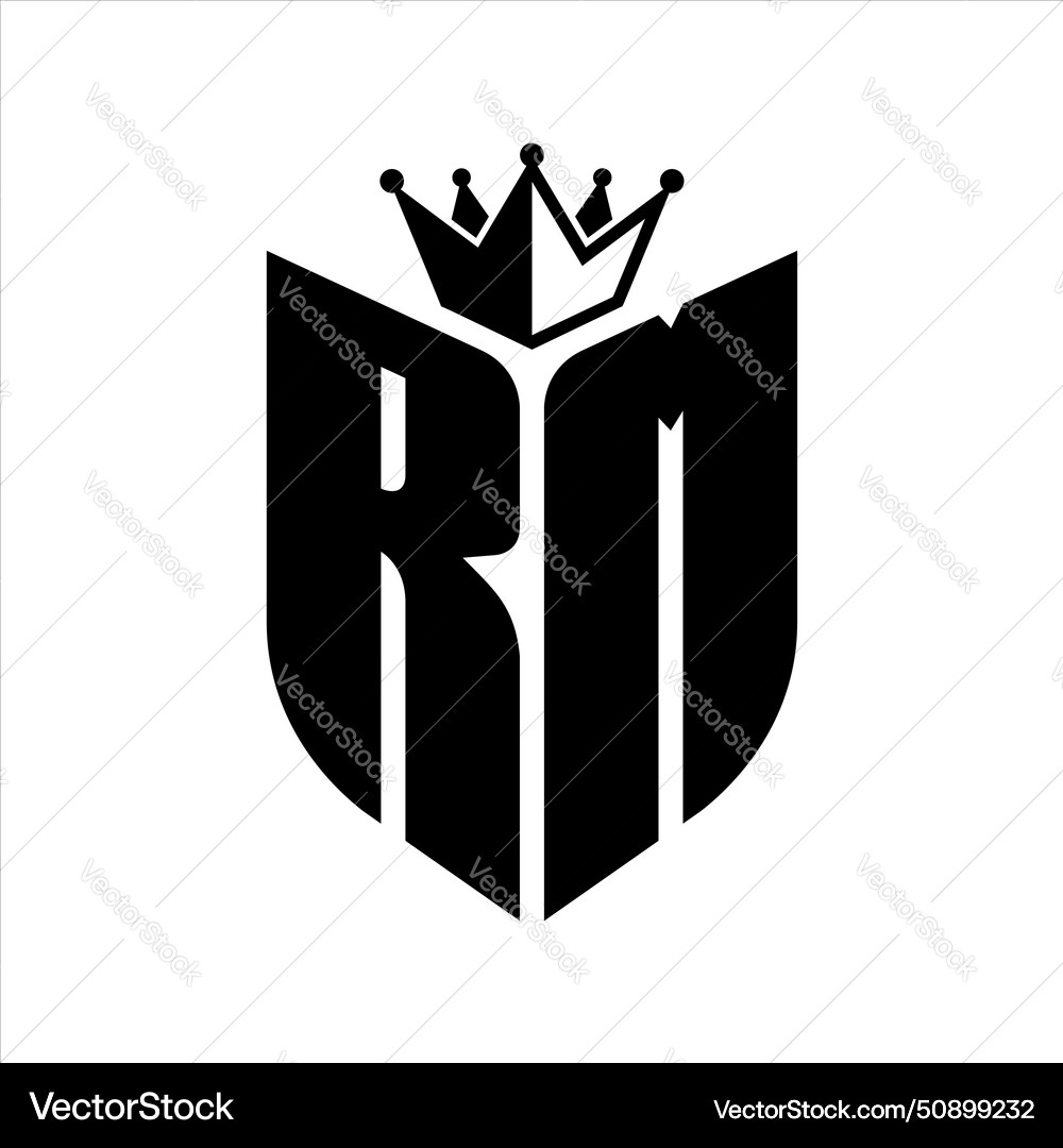 Rm letter monogram with shield shape crown Vector Image