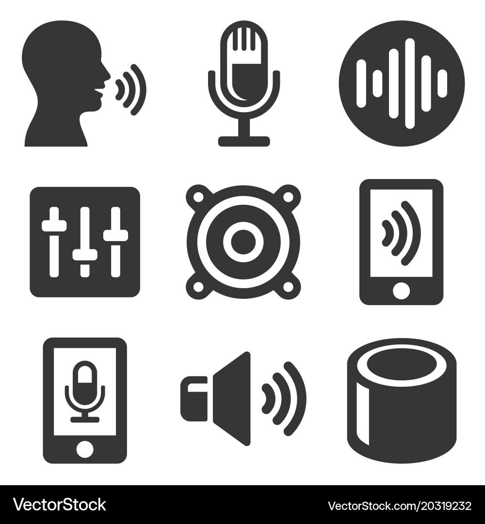 Voice smart devices with sound wave icons set Vector Image