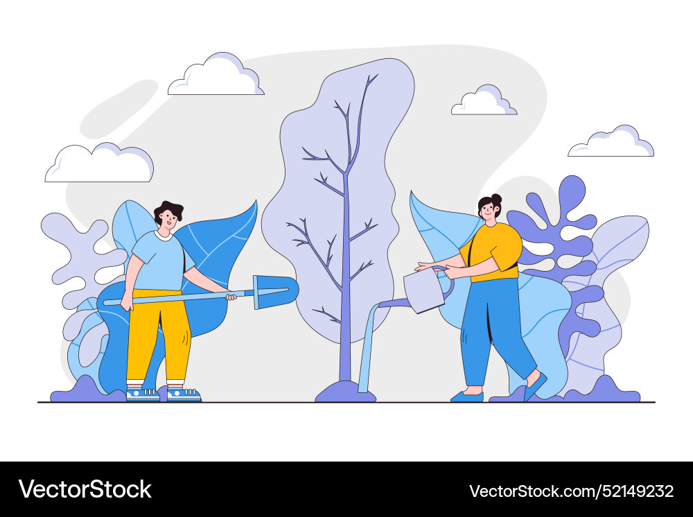 Volunteers at work happy young couple man Vector Image