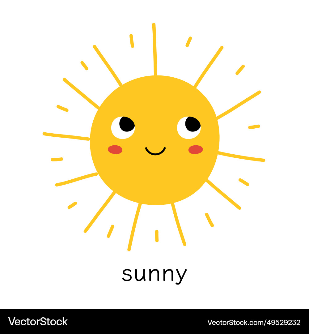 Weather flashcard for kids with cute sun Vector Image