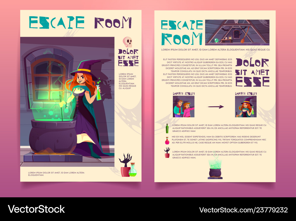 Witch's Escape Room Brochure Royalty Free Vector Image
