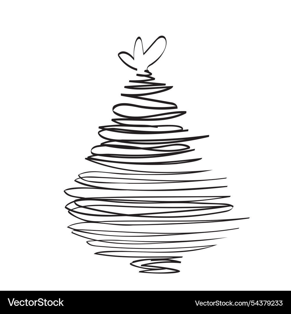 Continuous line christmas tree icon happy xmas Vector Image