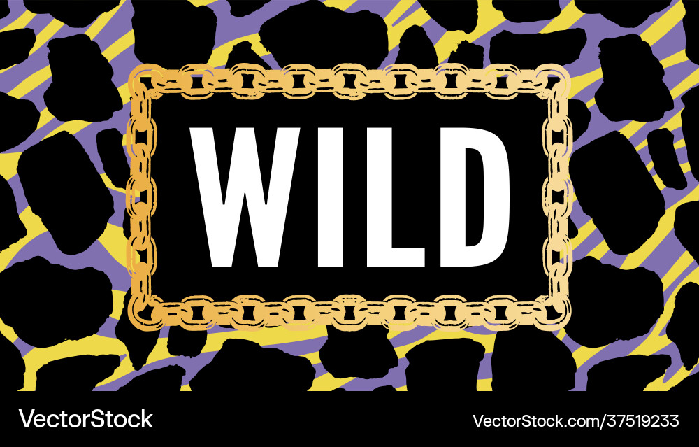 Decorative wild text with giraffe pattern fashion Vector Image