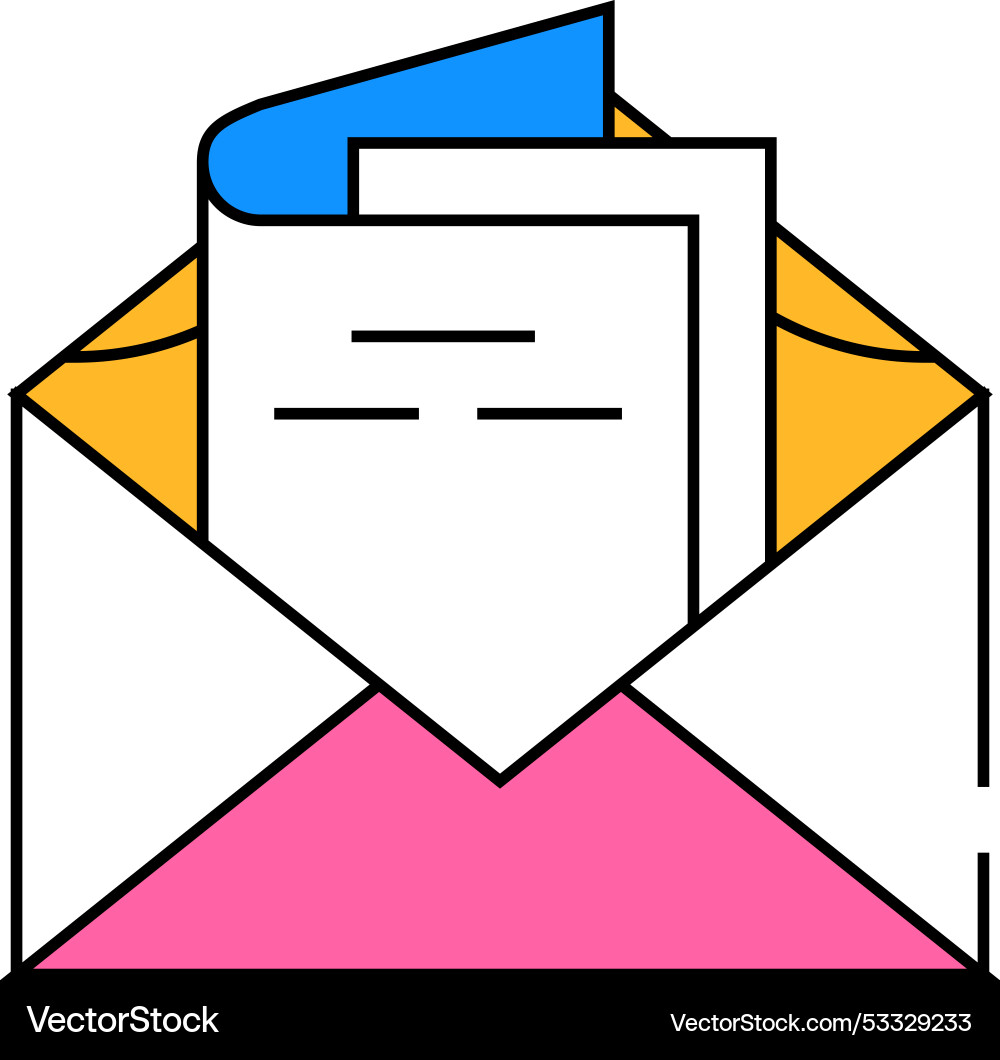 Envelope with birthday invitation icon color Vector Image