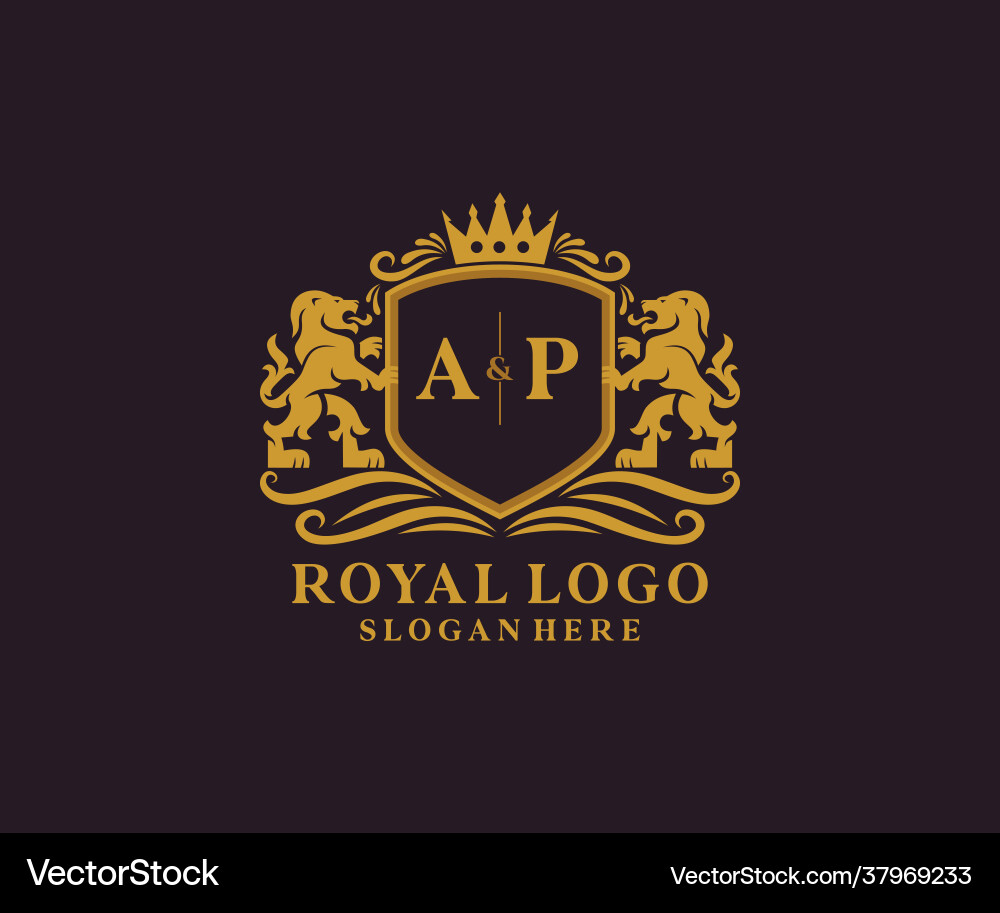 Initial ap letter lion royal luxury logo template Vector Image